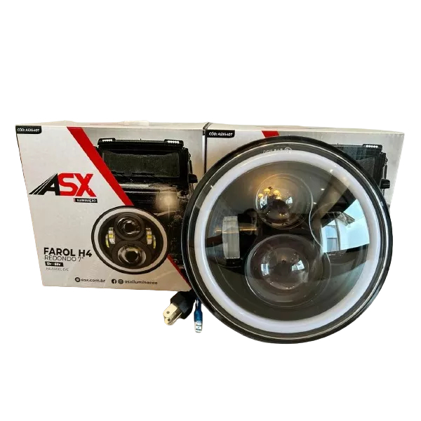 Farol Angel Eye Redondo 7 Polegadas - H4 - Bivolt ASX 061 | Shopee Brasil
