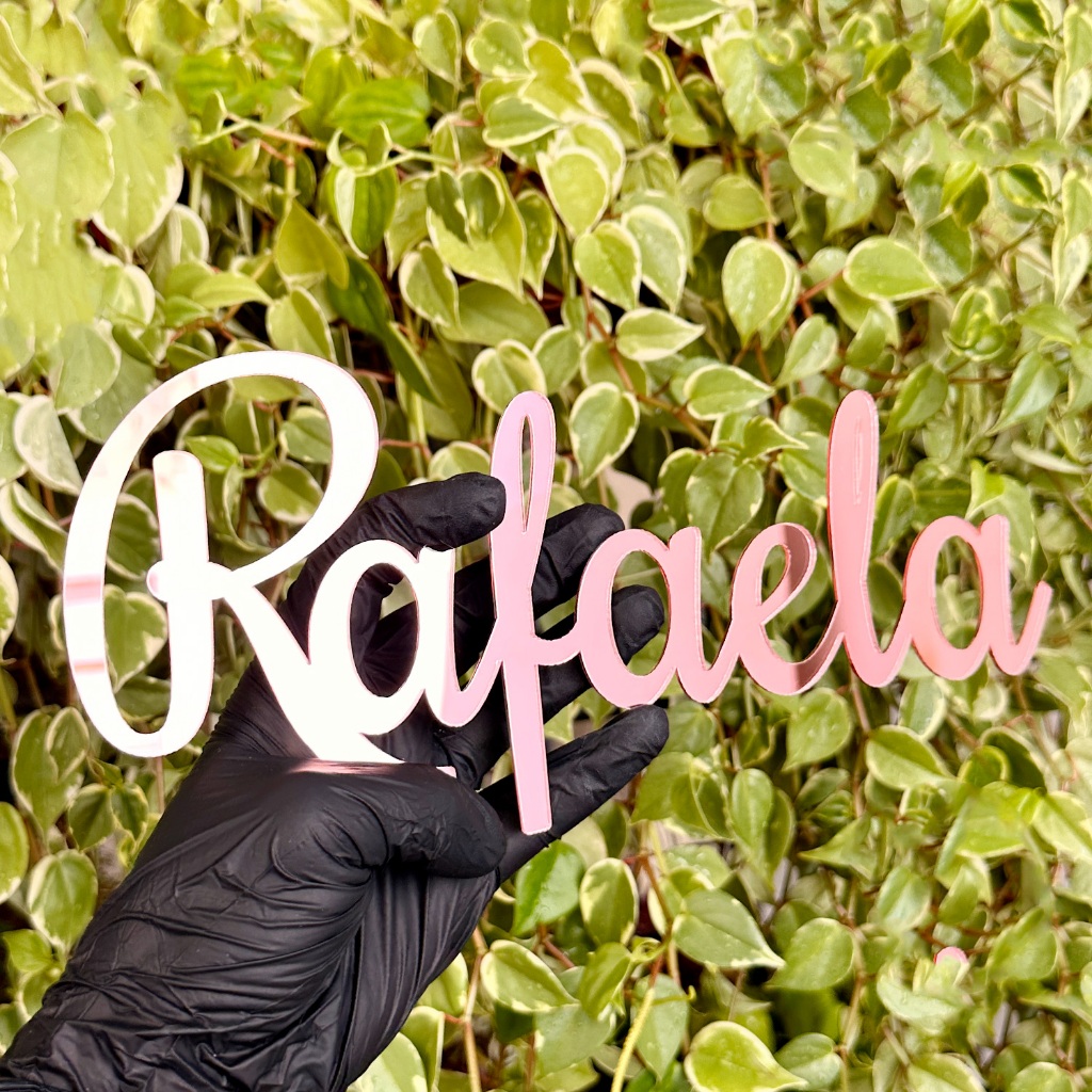 Nome Personalizado Acrílico Espelhado 25 Cm de Comprimento Várias Cores ...