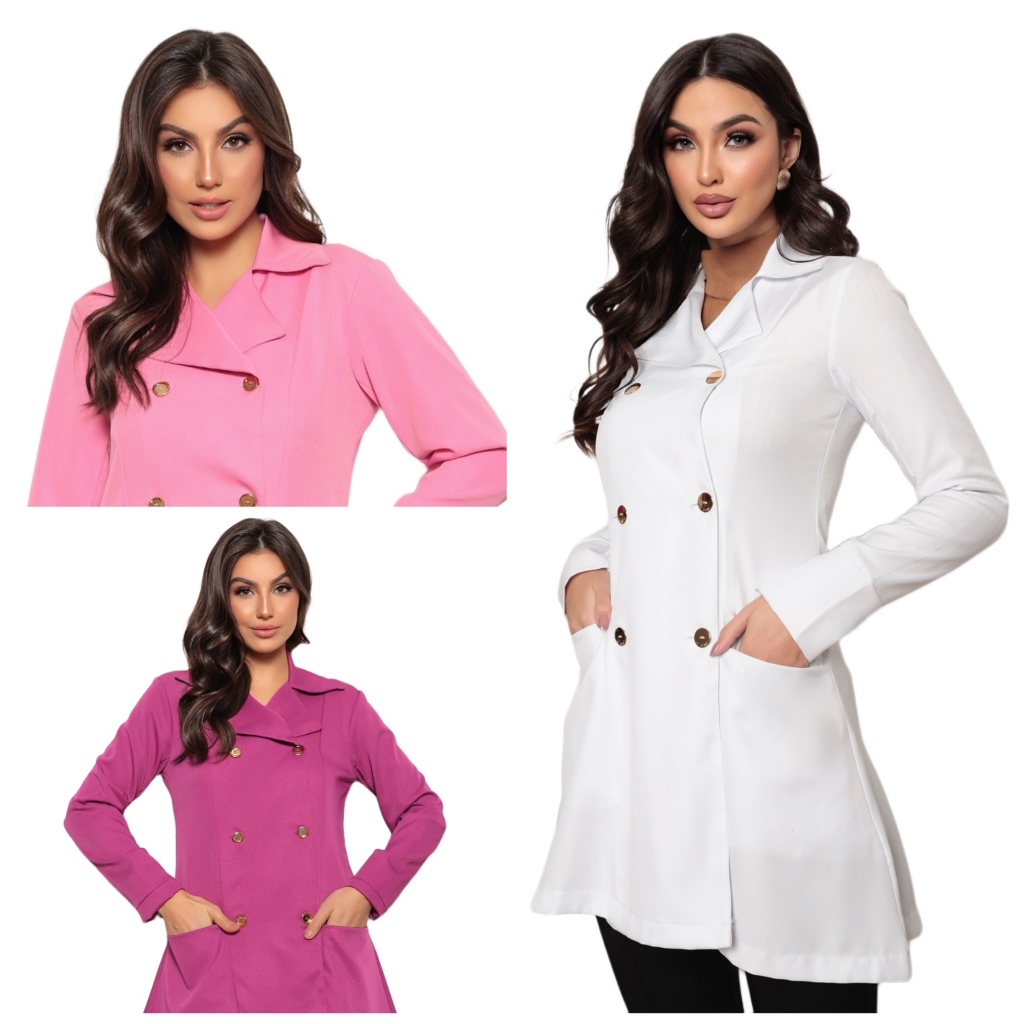 Jaleco Feminino Gabardine Com Elastano Várias Cores Romana | Shopee Brasil