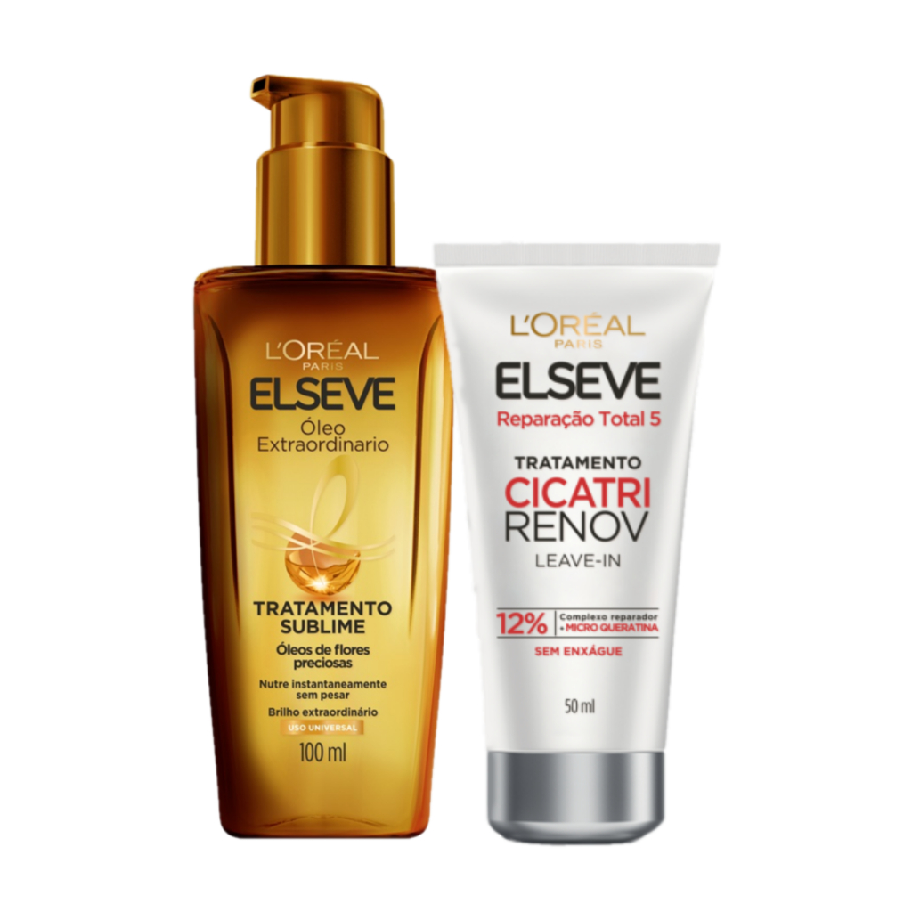 Kit Elseve Leave-in Cicatri Renov 50ml + Óleo Extraordinário Tratamento ...