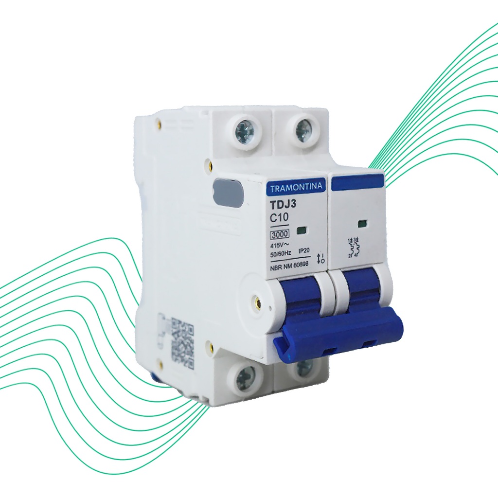 Disjuntor BIPOLAR 2p Tramontina Bifásico CURVA C Tdj3 10A até 63A Din Oferta Nfe - Faz a Boa!