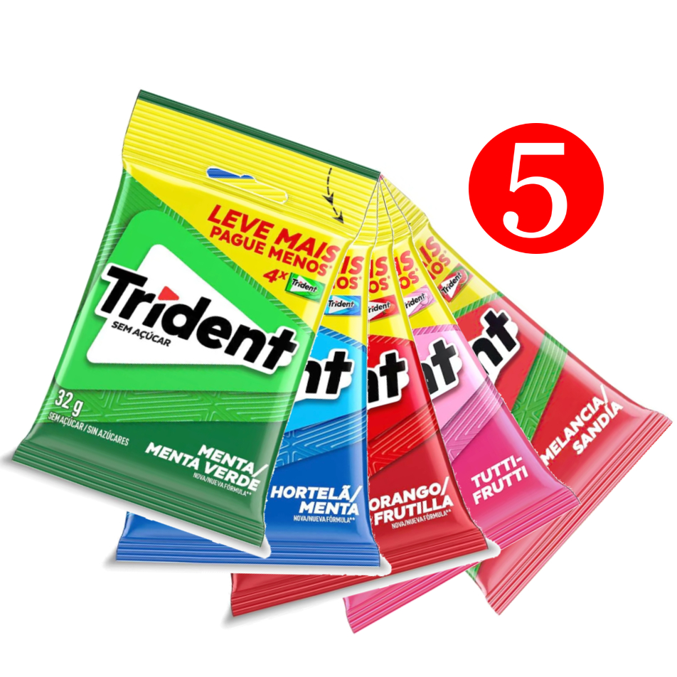 Chiclete Trident Sabores - Goma De Mascar - 5 Pcts De 32g | Shopee Brasil