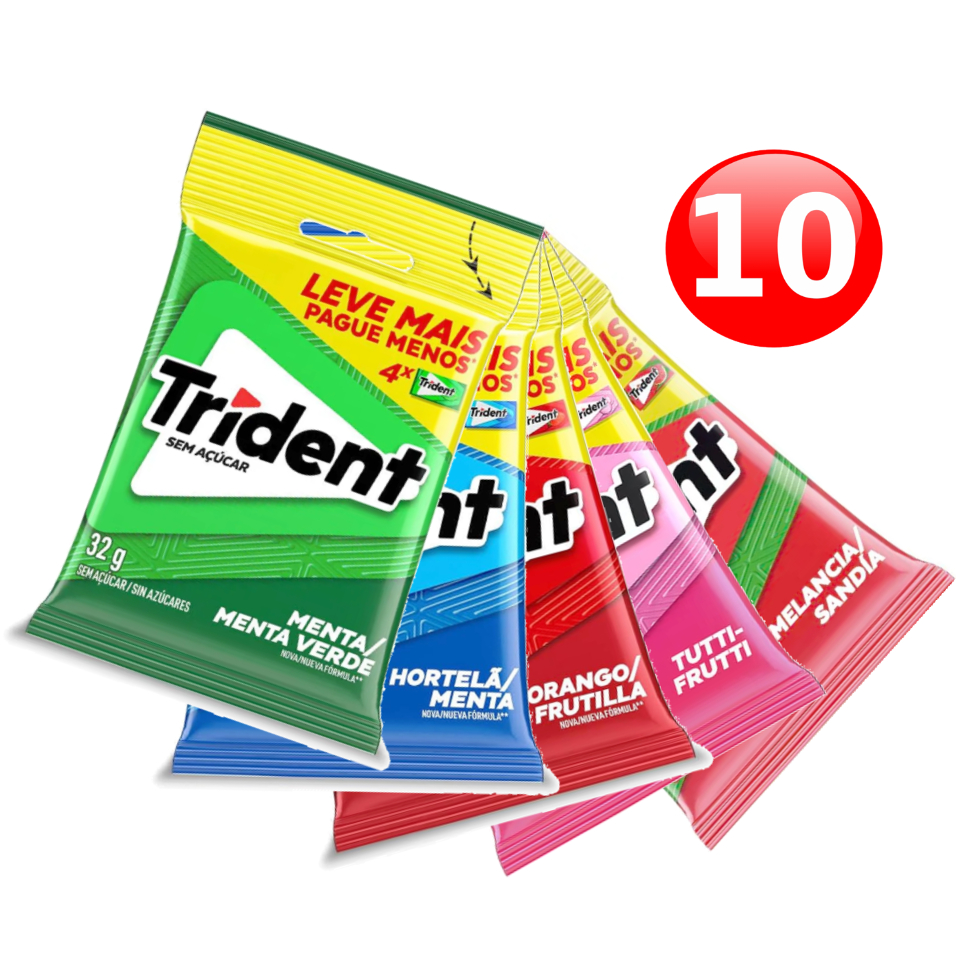 Chiclete Trident Sabores - Goma De Mascar - 10 Pcts De 32g | Shopee Brasil