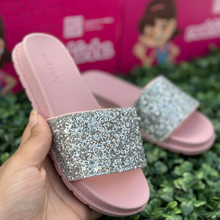 Chinelo Infantil Menina Molekinha Papete Glitter Brilho | Shopee Brasil