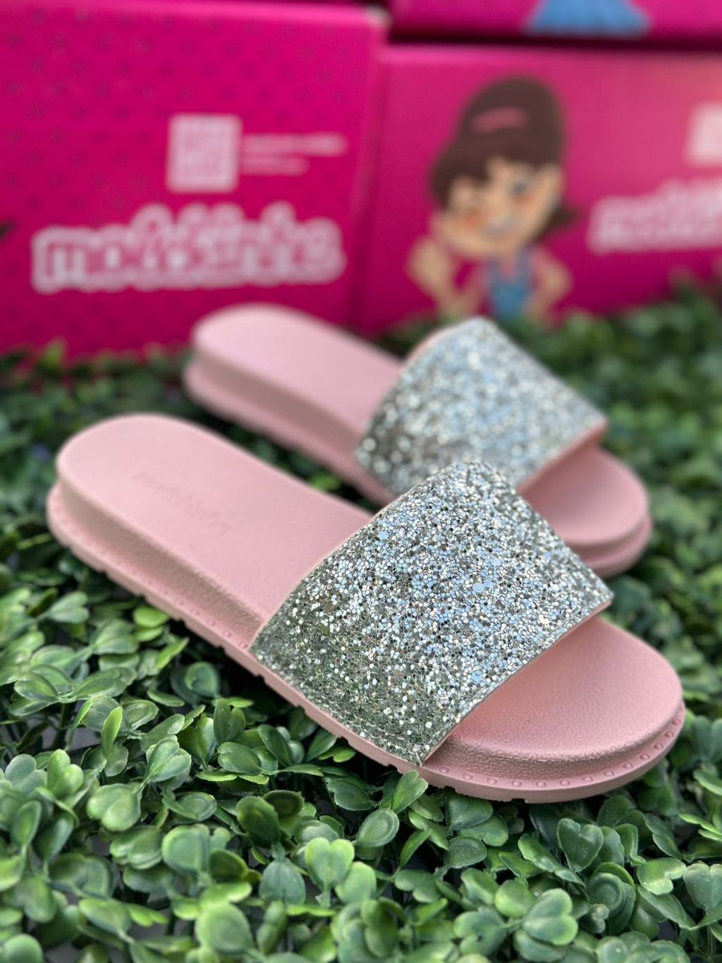 Chinelo Infantil Menina Molekinha Papete Glitter Brilho | Shopee Brasil