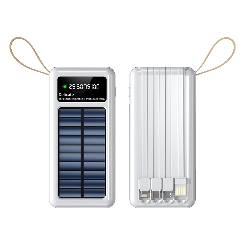 Carregador Portátil Power Bank Solar 10.000mah Com cabos 5 Em1 LED ...