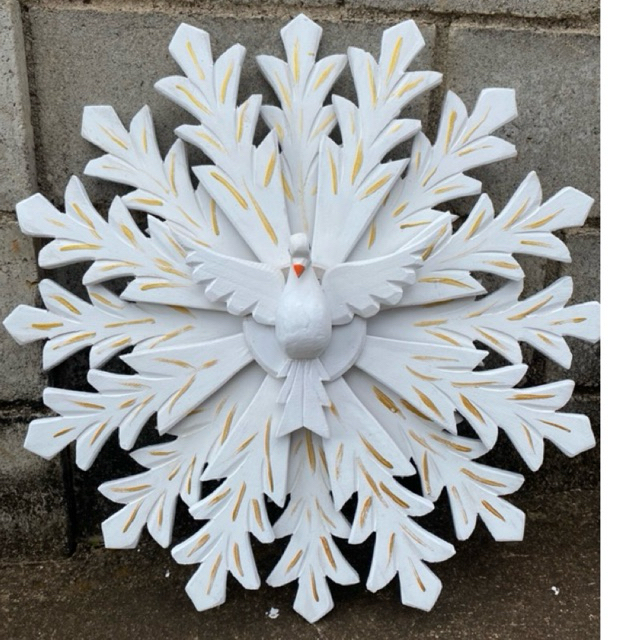 Resplendor Divino Espírito Santo em Madeira-60x60, com detalhes ...