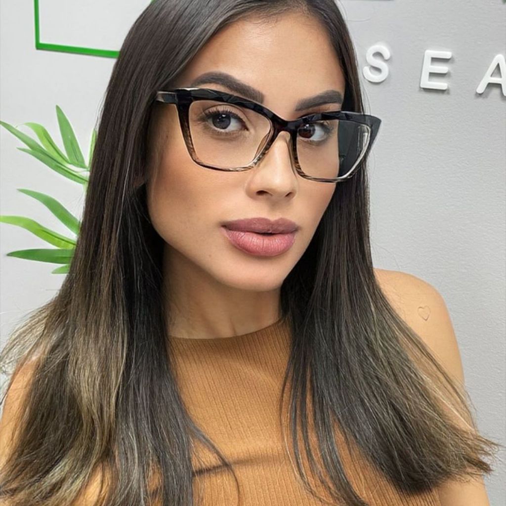 Armação Feminina Para Óculos de Grau Material Acetato Hastes em Metal ...