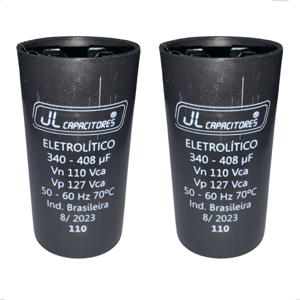 KIT 2 Capacitor Partida Motor 340 408 Uf 340/408 110v JL Capacitores ...