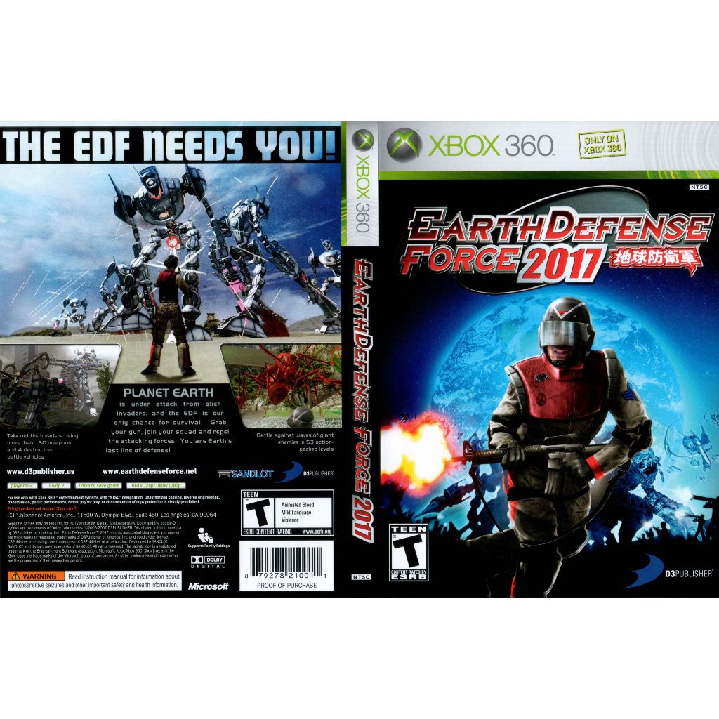 Earth Defense Force 2017 P/ XBOX360 (LTU/LT/JTAG/RGH) | Shopee Brasil