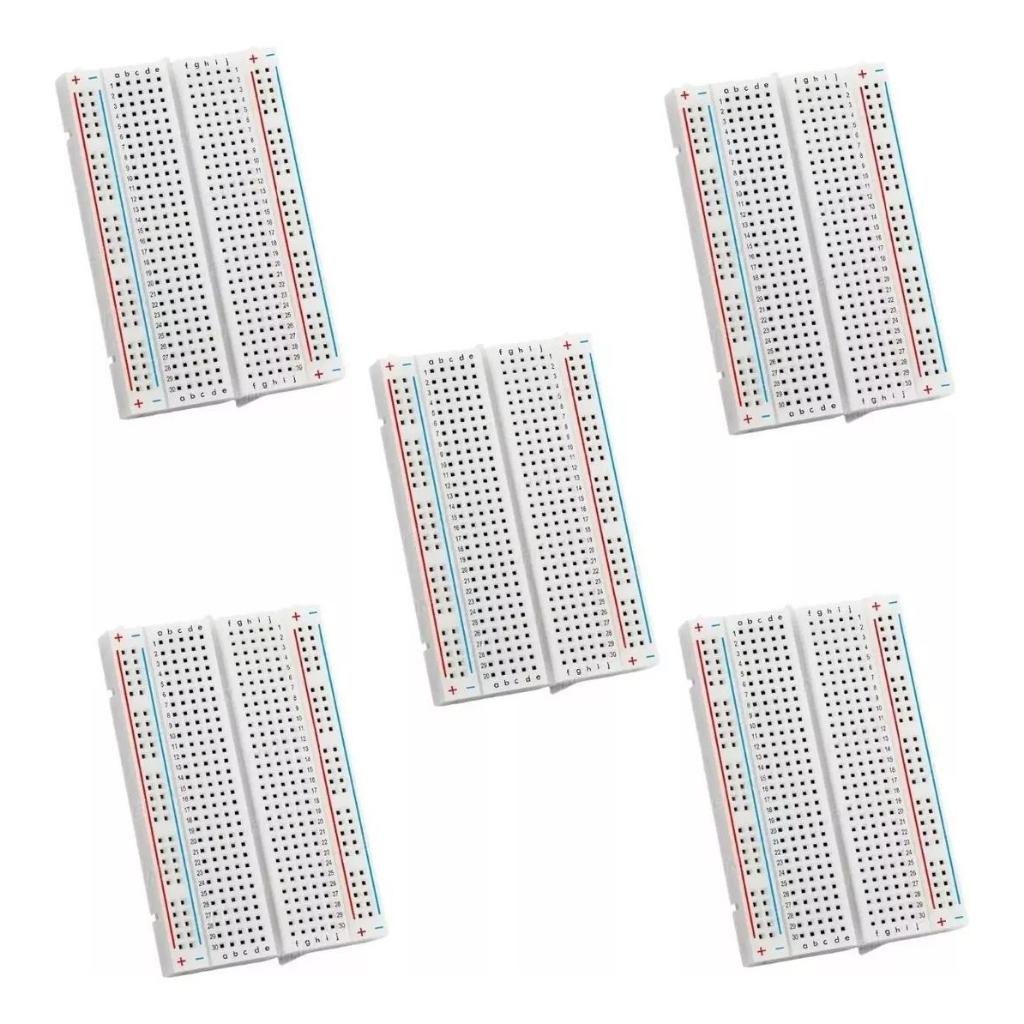 5 X Protoboard Breadboard 400 Pontos Furos Pinos | Shopee Brasil