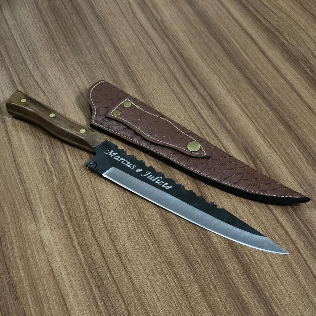 Faca Artesanal Para Churrasco com Bainha + Personalização Aço Inox 420 ...