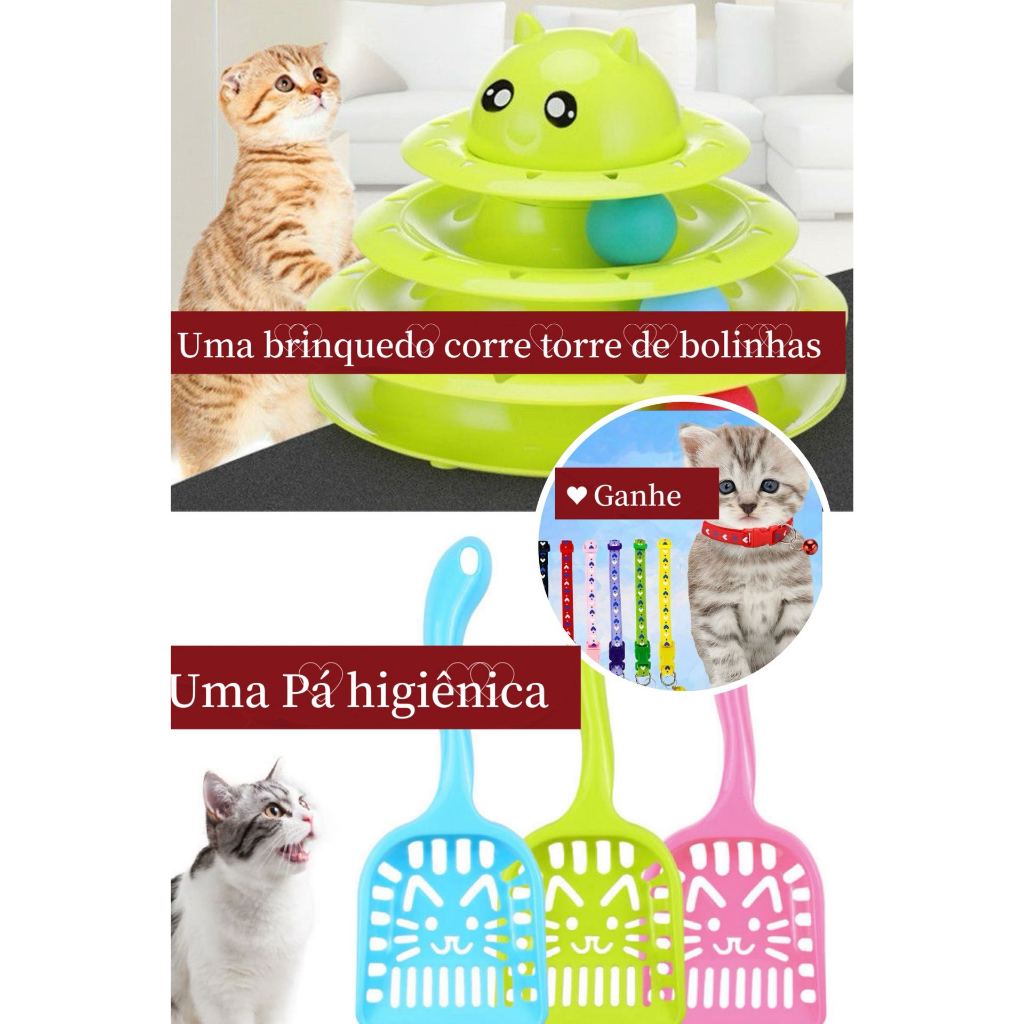 kit Brinquedo Interativo P/ Gatos Corre Corre Torre De Bolinha + Pá ...