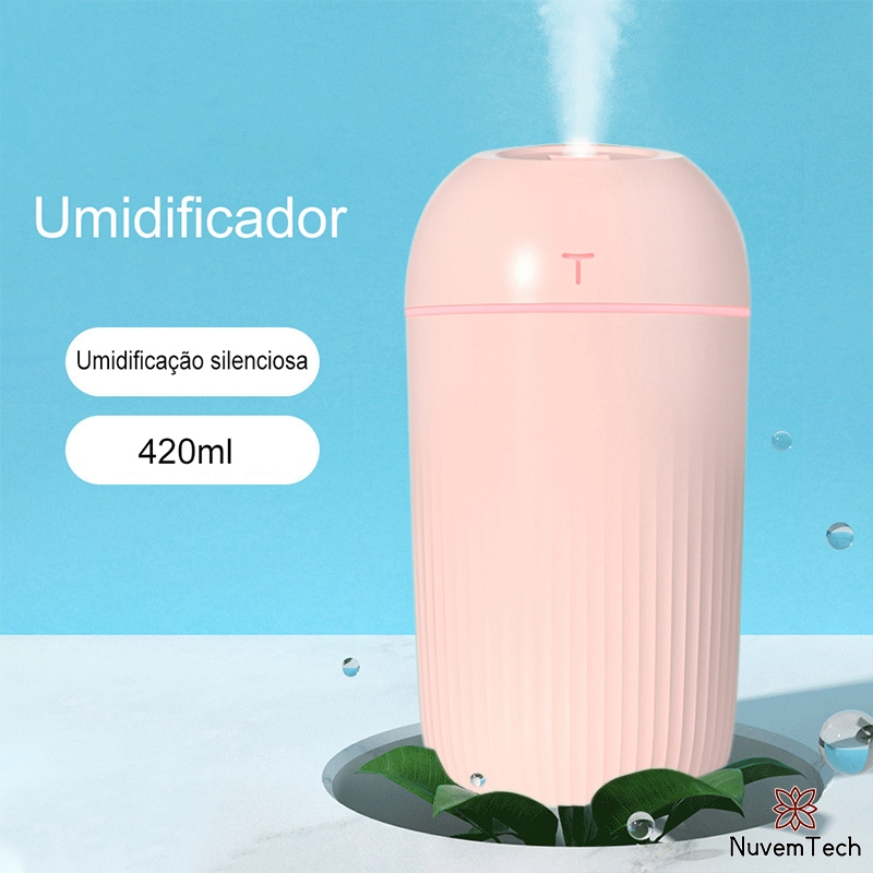 Umidificador De Ar Portátil USB 420ml De Grande Capacidade Purificador De Ar Ultrassônico Com ...