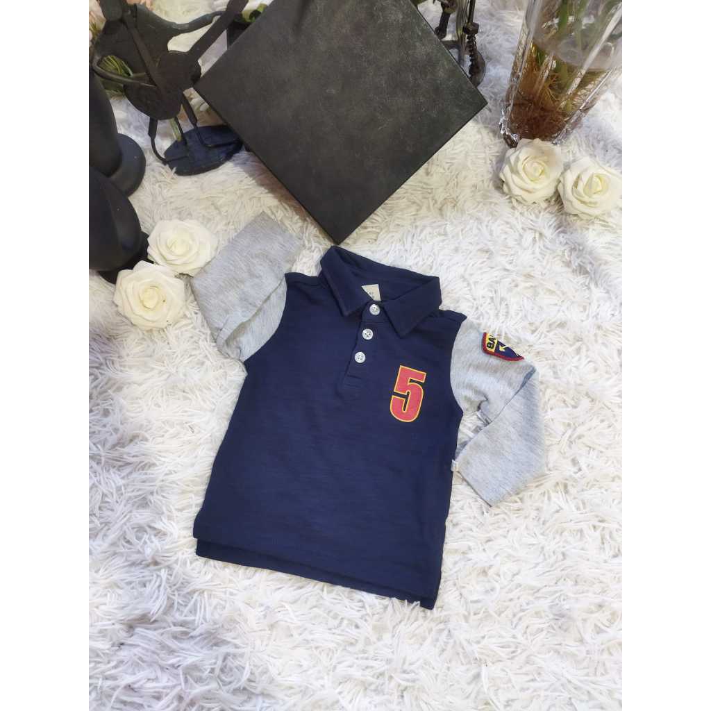 Camisa Polo Bebê Masculina, Manga Longa, Azul Marinho, Tam: 3-6 Meses ...