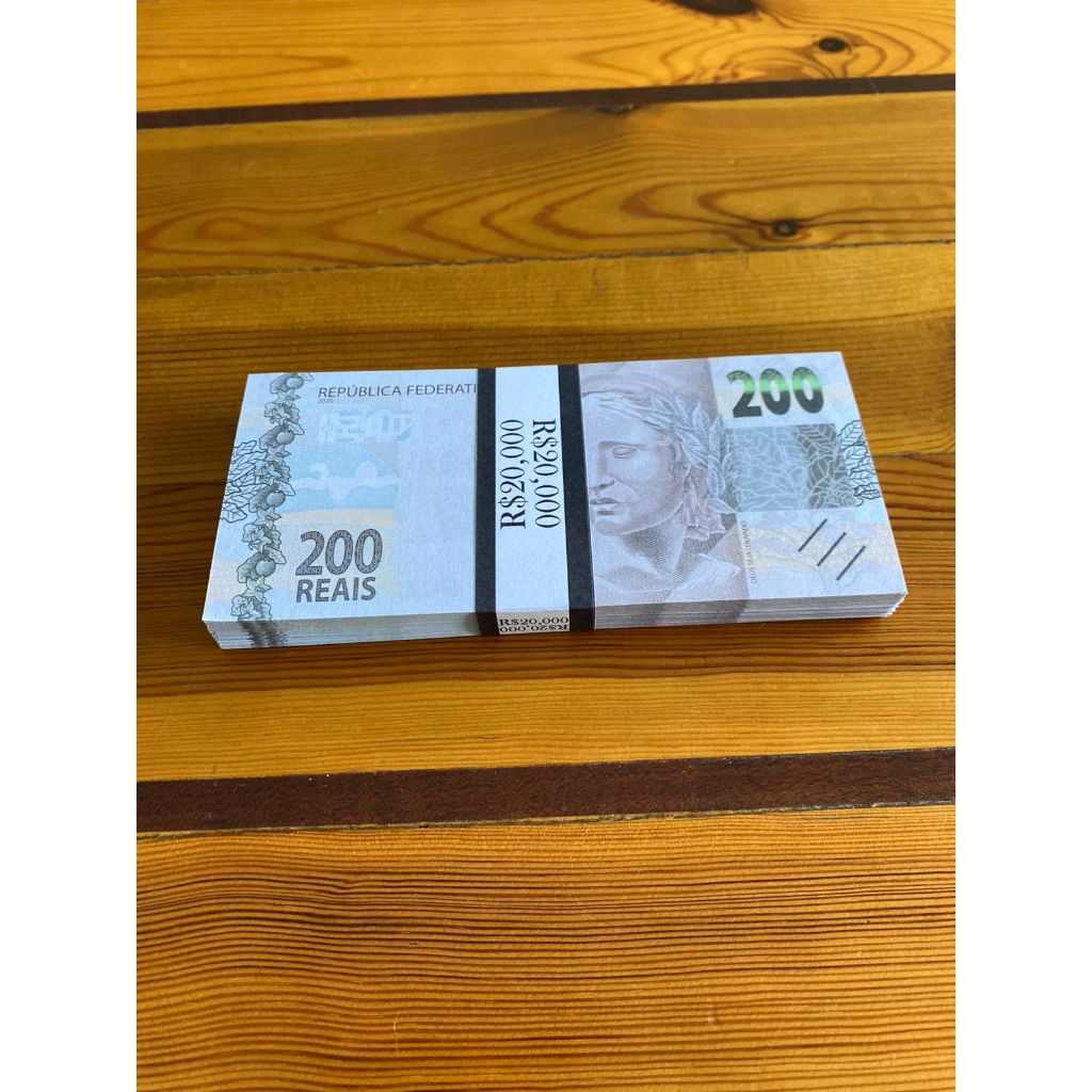 Nota De 200 Reais Fake Tamanho Real Kit Com 25 Unidades Original (Sem ...