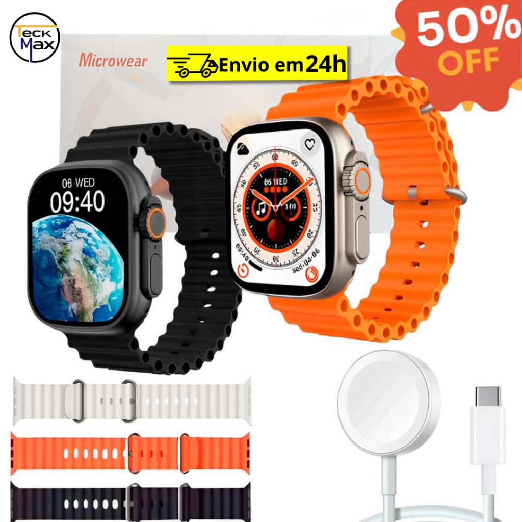 Smartwatch Ultra 8 mini 40mm NFC Atende Faz Chamadas Relogio ...