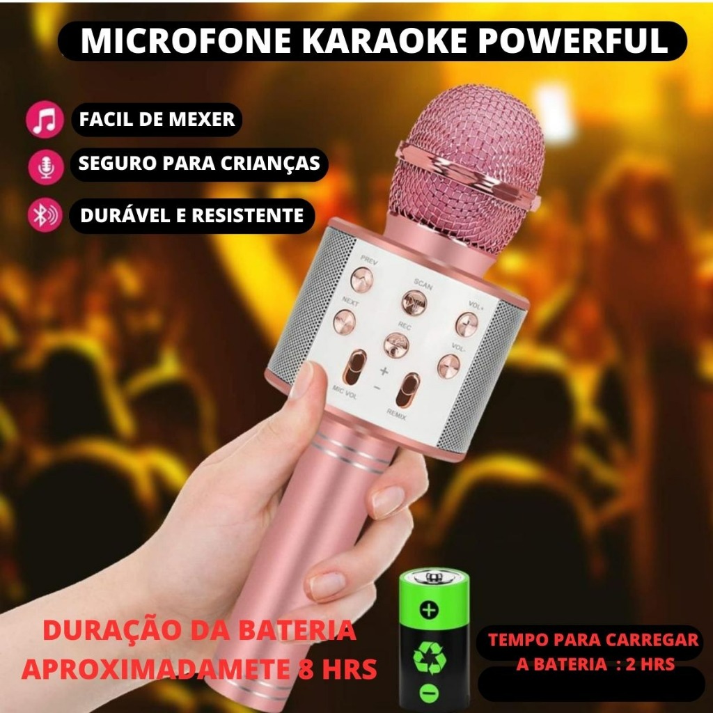 Microfone Bluetooth Karaokê MULTIFUNCIONAL Para Festas E Eventos ...