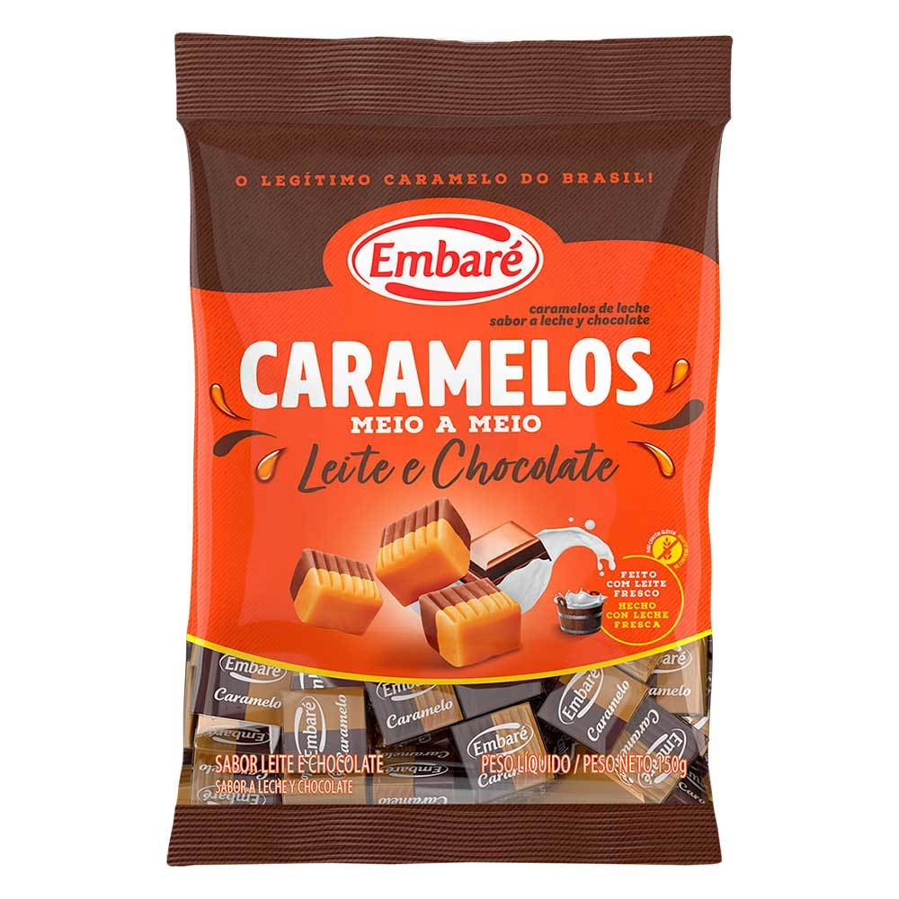 Bala de Caramelo Leite Chocolate 150g - Embaré | Shopee Brasil