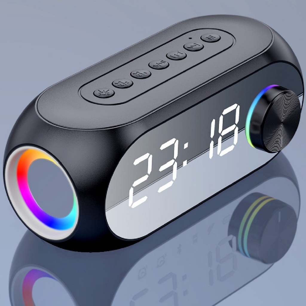 Radio Relógio Digital LED De Mesa Tela Espelho Dimmer Bluetooth Duplo ...