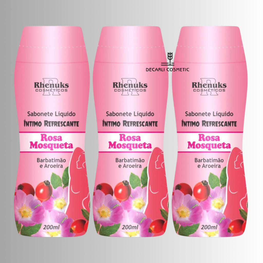 3 UN Sabonete Íntimo Refrescante Rosa Mosqueta 200ml - Rhenuks | Shopee ...