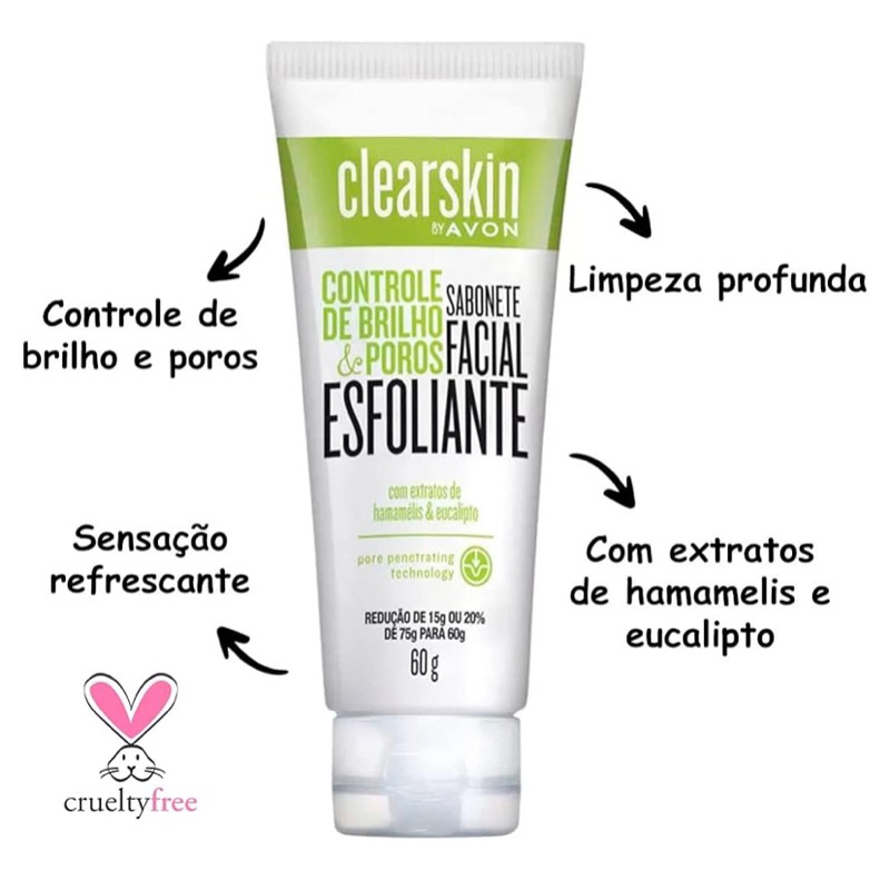 Sabonete Facial Esfoliante ClearSkin Controle De Brilho, Poros, Acne ...