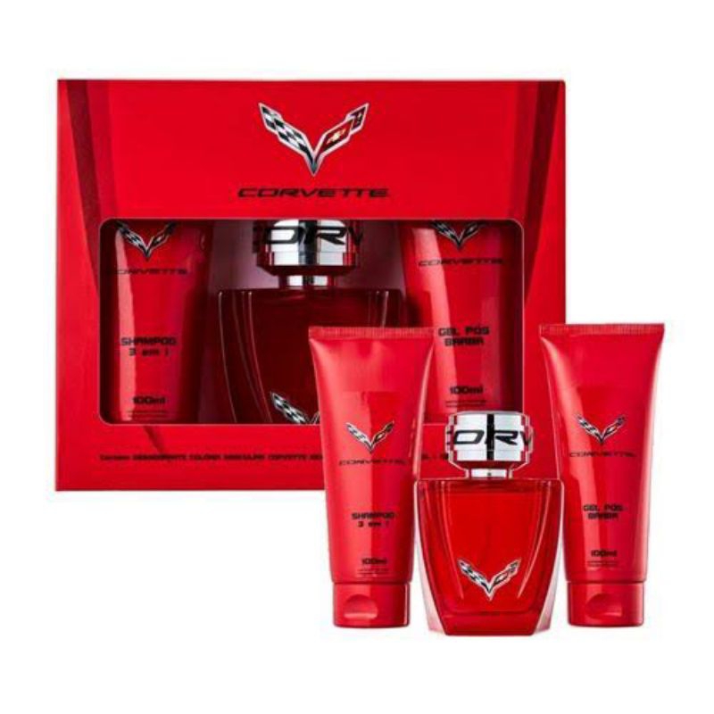 Kit Perfume Corvette Red Deo Colônia Com Shampoo e Loção Pós Barba ...