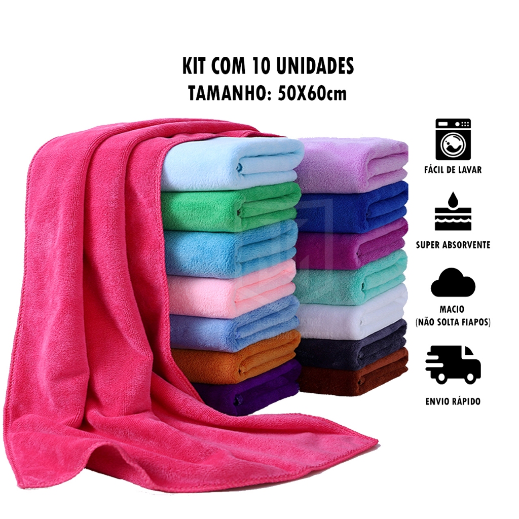 Kit 10 Panos de Chão de Microfibra 50x60cm | Shopee Brasil