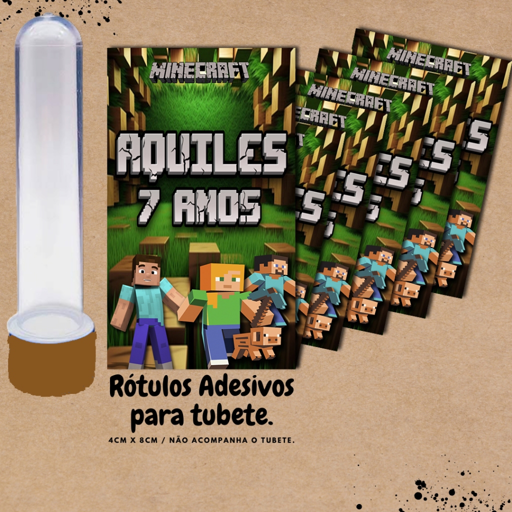 20 rótulos adesivos para Tubetes. Festa tema Minecraft. | Shopee Brasil