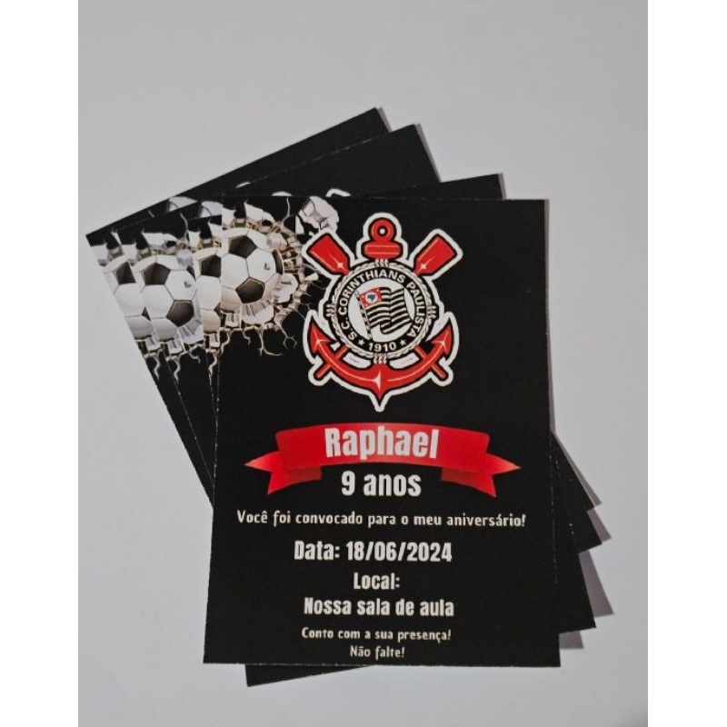 convite aniversário impresso Corinthians 30 unidades 10x7 | Shopee Brasil