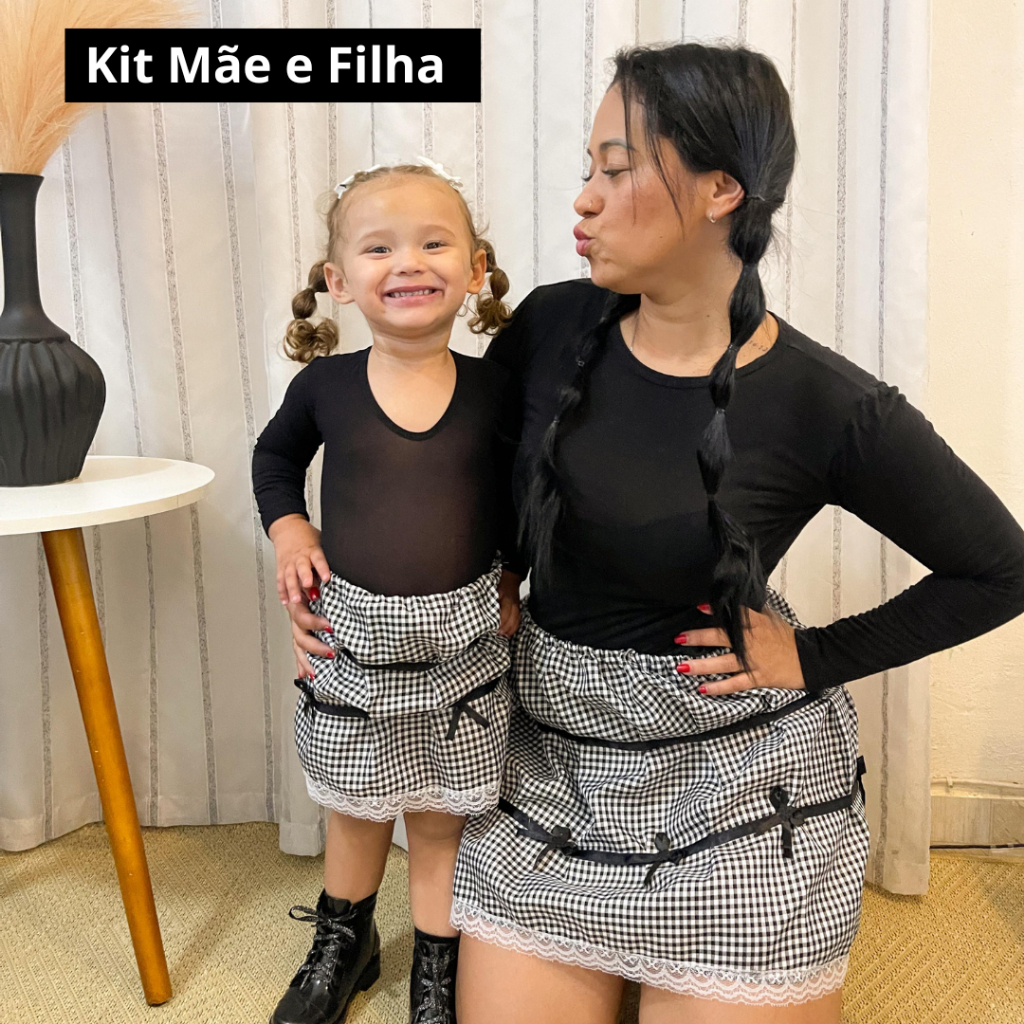 Kit Saia de Festa Junina Caipira Mãe e Filha Xadrez Festa Caipira ...