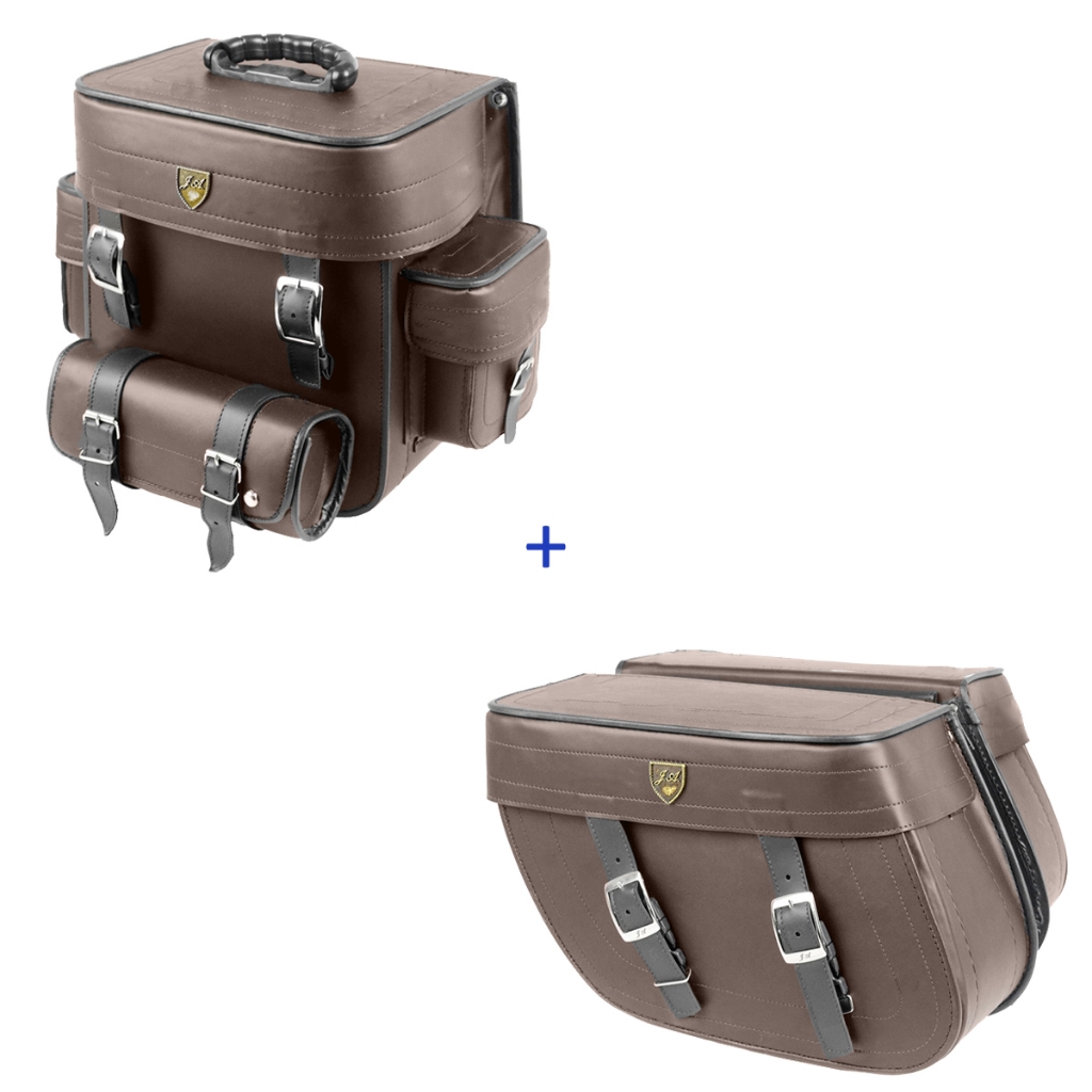 kit de alforge 32 litros marron com lisa bolsa 29 marron com lisa acima ...