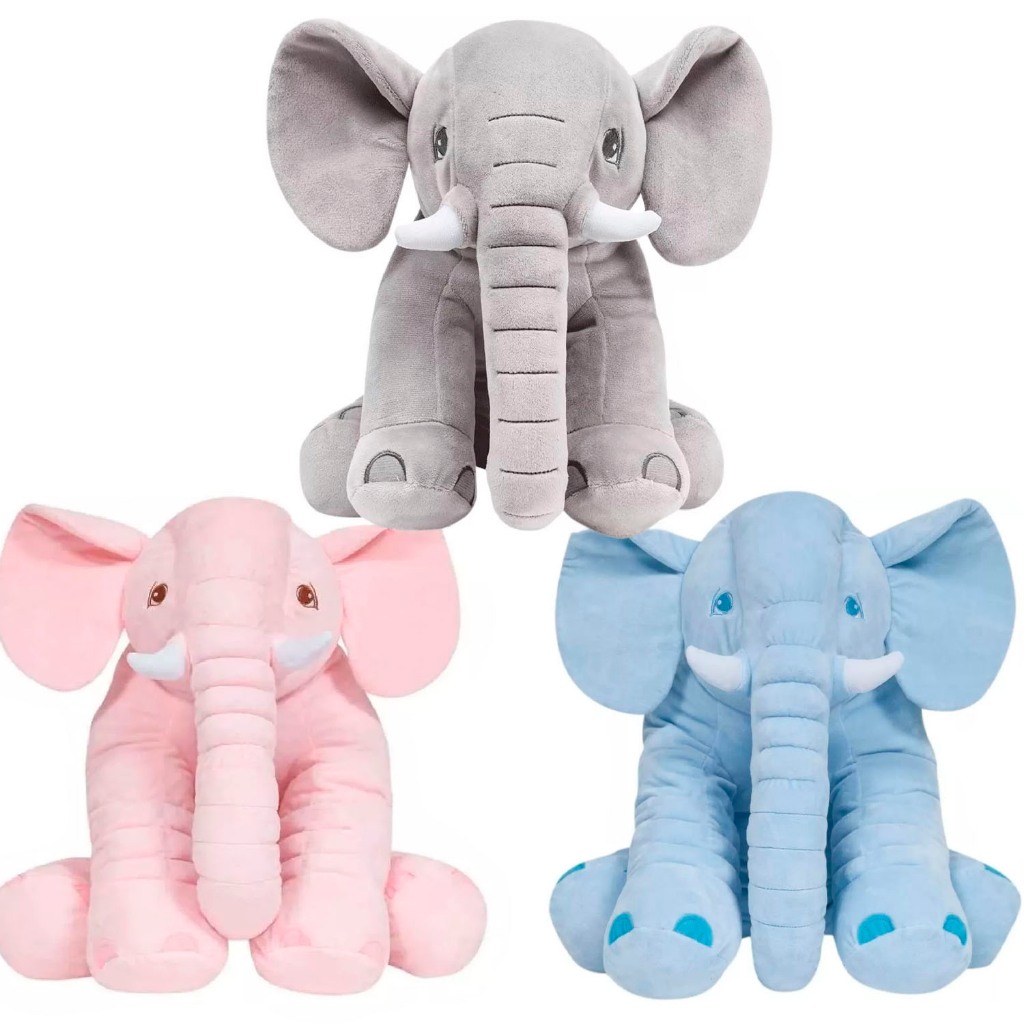 Pelucia Elefante Elefantinho Grande 30 Cm Original Buba Fofo Cinza Rosa ...