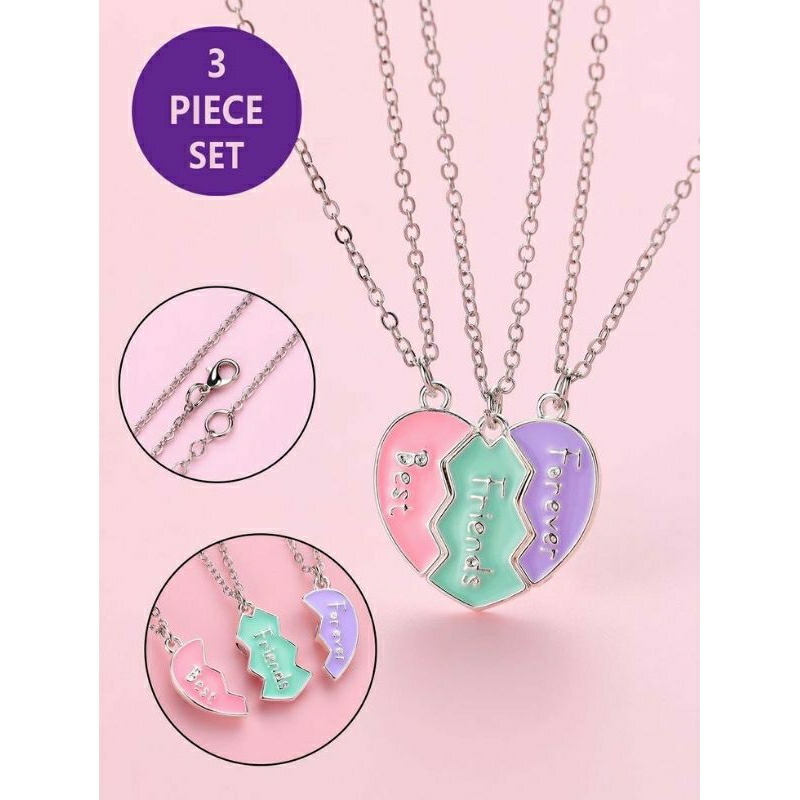 Colar De Amizade Kit Com 3 Colar Prata BFF | Shopee Brasil