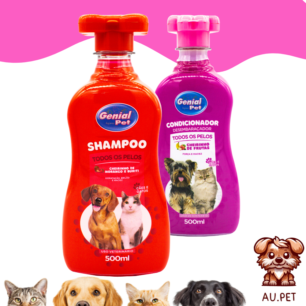 Genial Pet Shampoo Morango e Buriti 500ml + Condicionador 500ml ...
