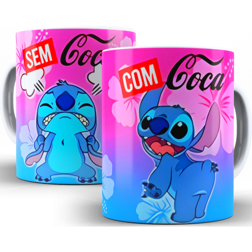 Caneca Stitch Com & Sem Coca Cola Embalada Para Presente 325 Ml De ...