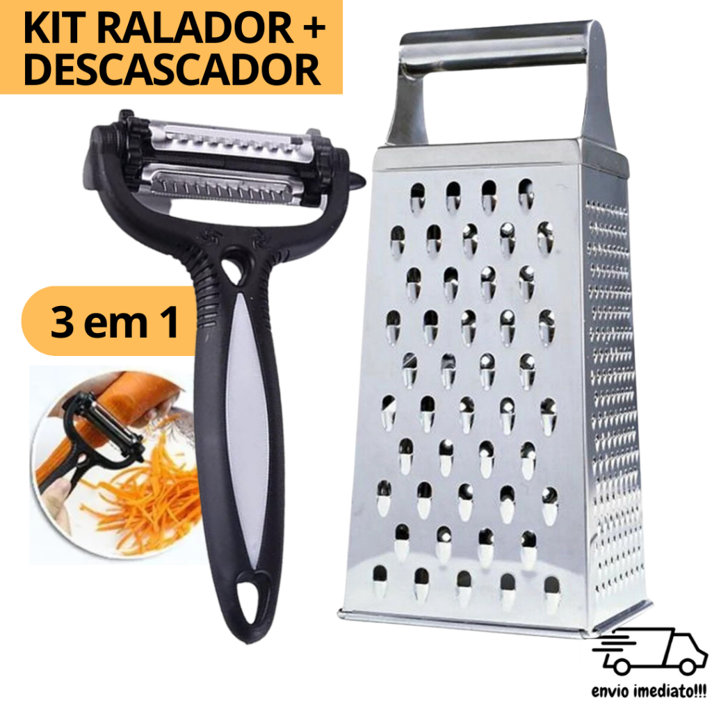 KIT Ralador e Descascador 3em1 - Frutas Legumes Batata Cortador Cozinha ...
