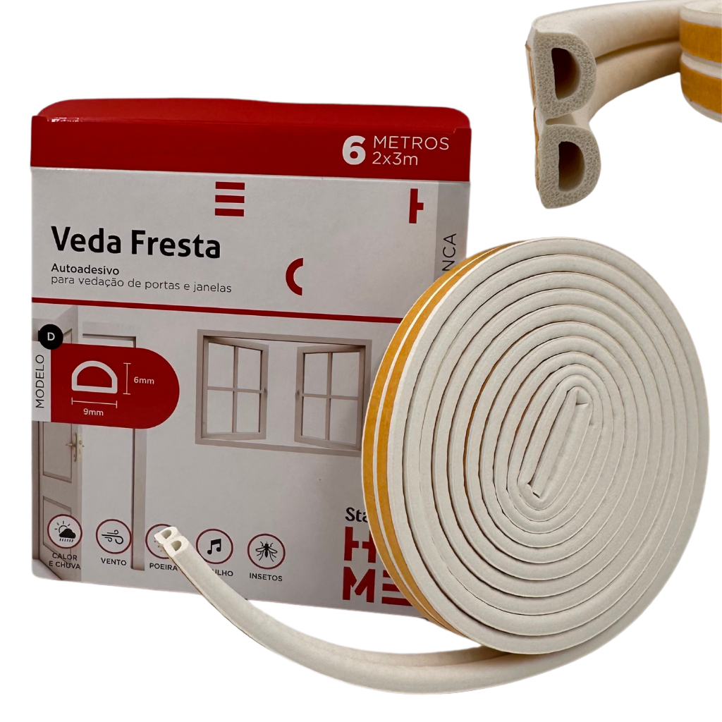 Veda Fresta para Porta e Janelas Fita Adesiva Stamaco Plus 6 metros ...