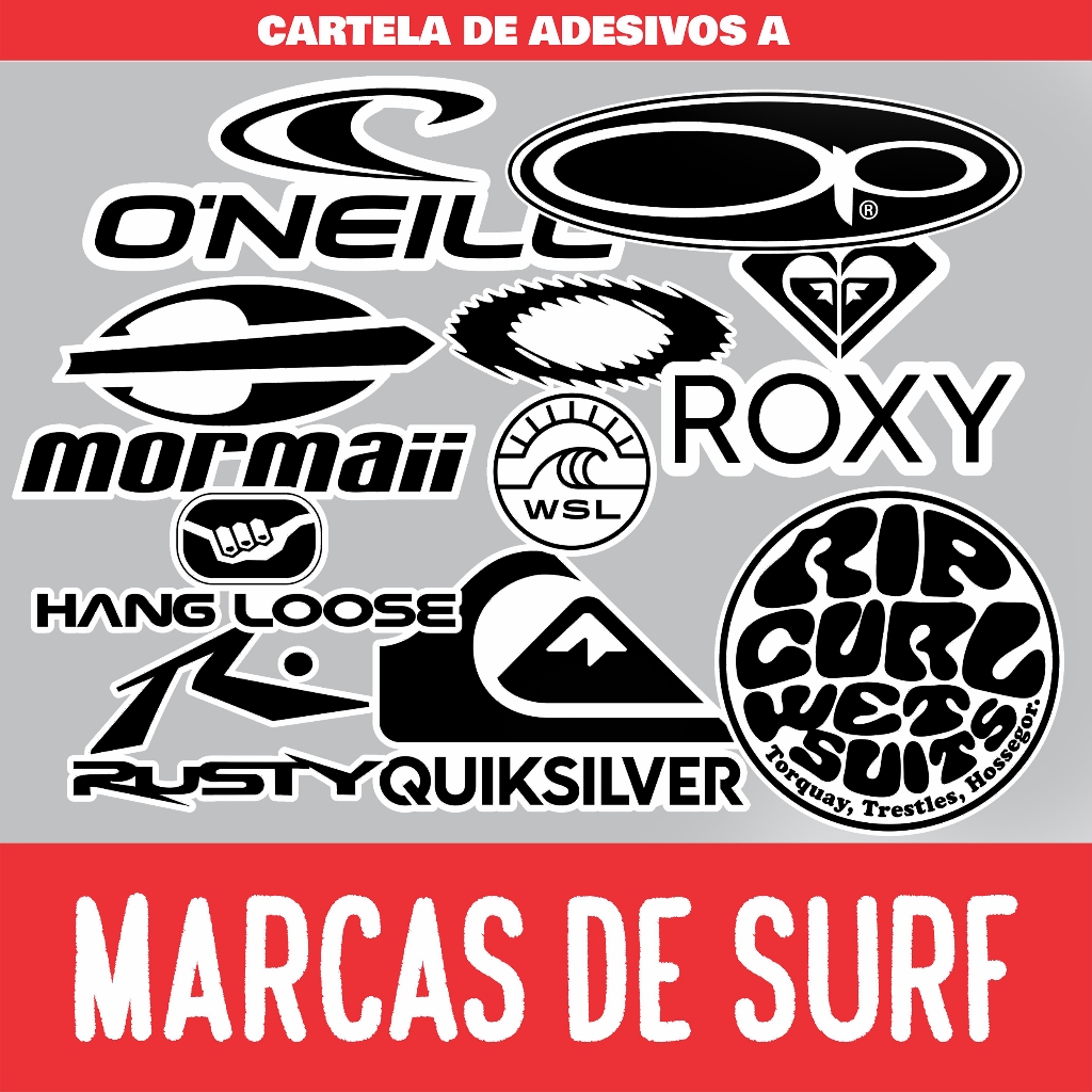 Adesivo Top Marcas de Surf (Prancha, Praia, Surfwear) - (Cartela A ...