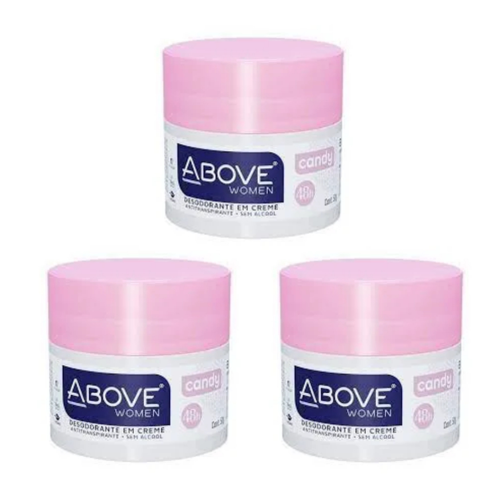 KIT 3 DESODORANTE CREME ABOVE 50G | Shopee Brasil