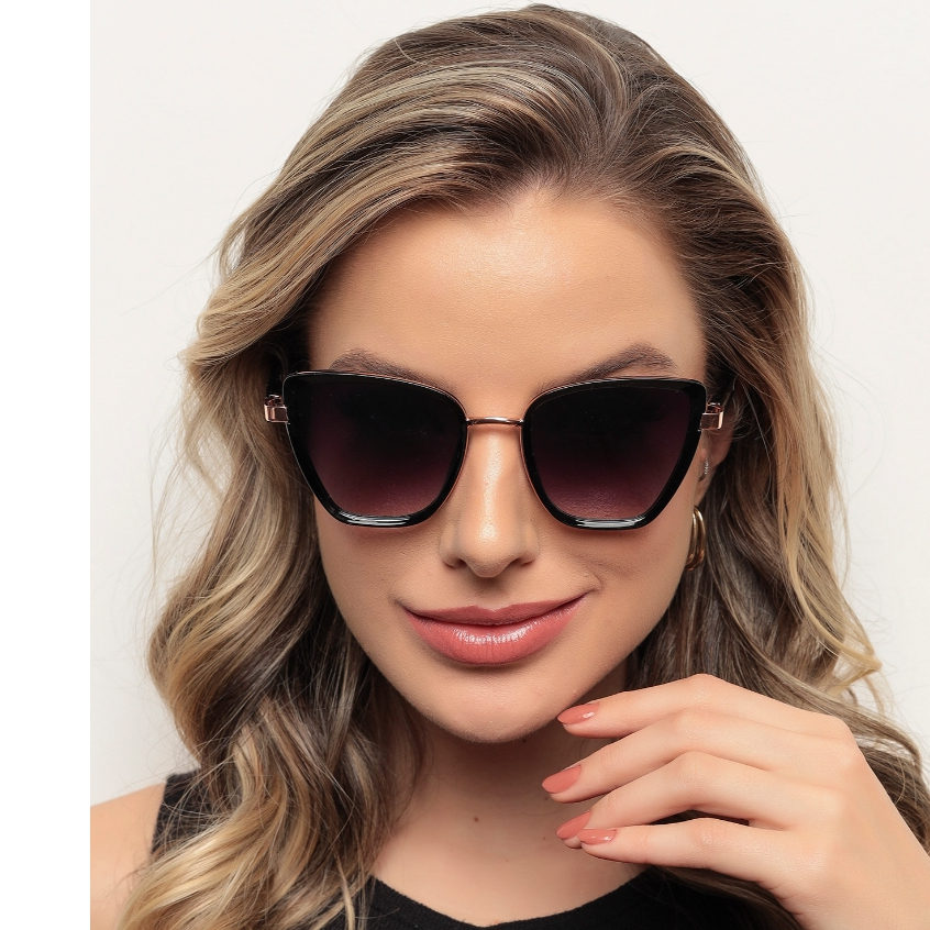 2978 OCULOS DE SOL GATINHA QUADRADO FEMININO LENTE UV400 LUXO MODA NOVA ...