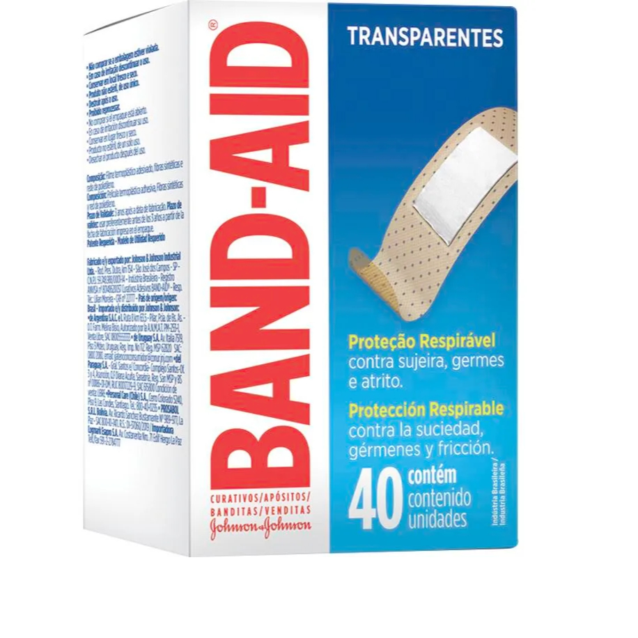 Curativo Band-Aid Transparente Caixeta com 40 unidades | Shopee Brasil