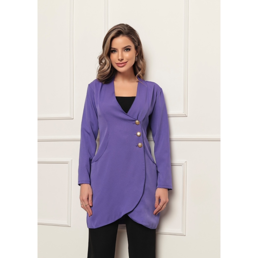 Jaleco Feminino Roxo Gabardine com elastano Luxo Francesca | Shopee Brasil