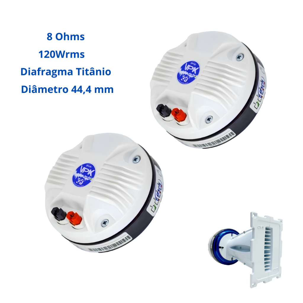 Driver QVS 2 Unidades 30vpk 120w Rms 8 Ohms Titânio Drive Ti + 2 Guias ...