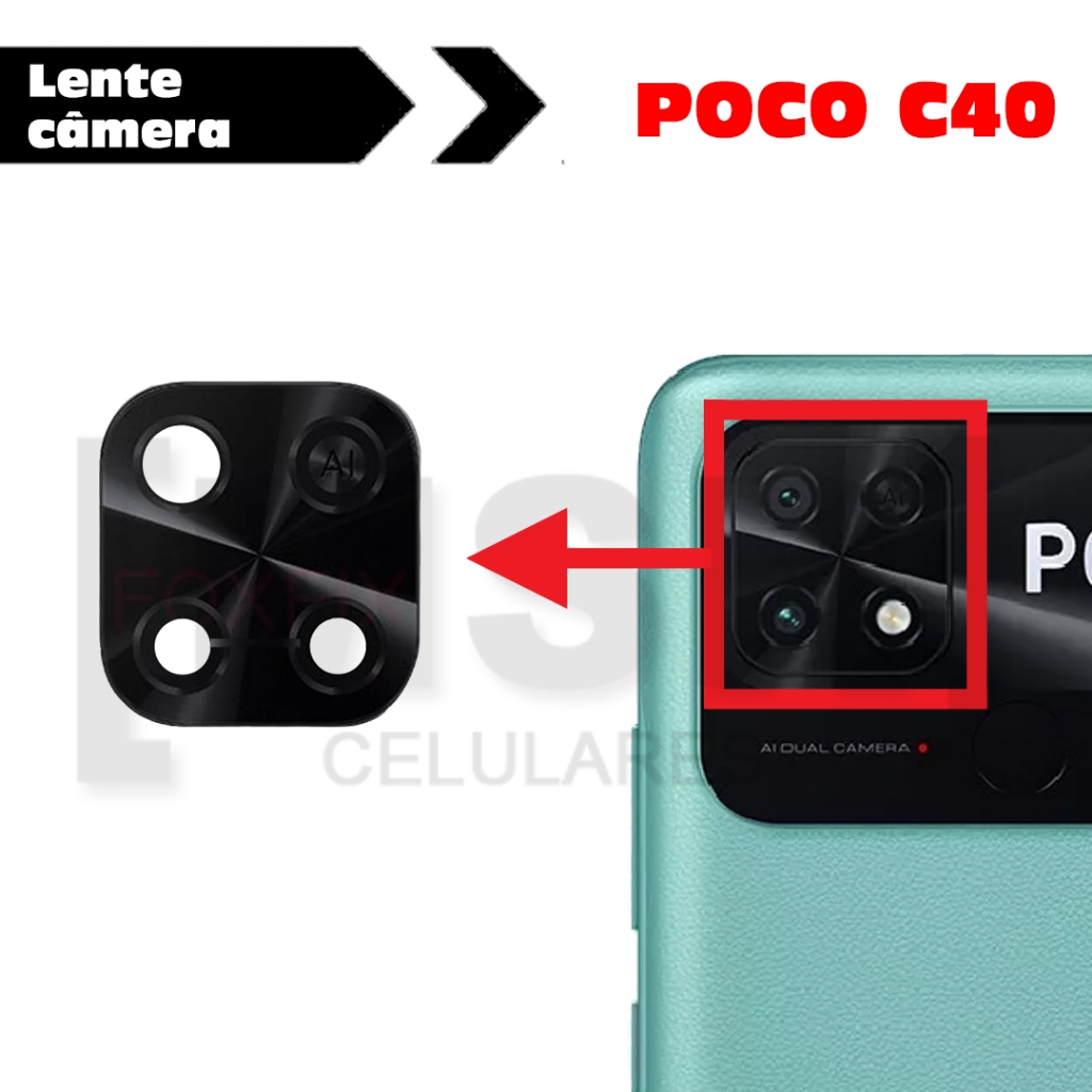 Lente da câmera celular XIAOMI modelo POCO C40 | Shopee Brasil