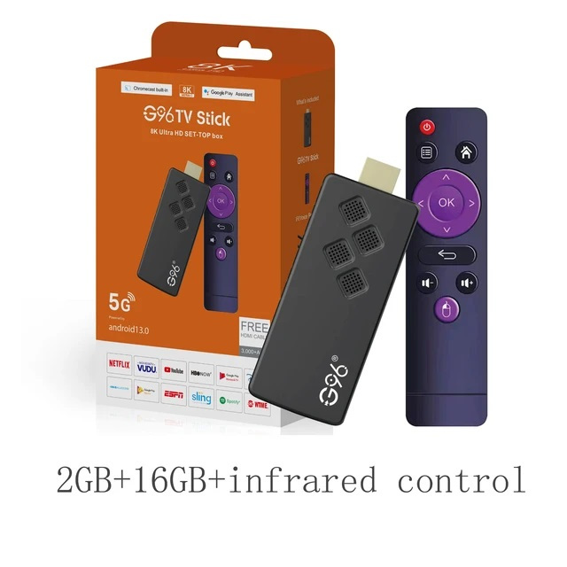 G96 Versão Global TV Stick, 8K, Android 13, Streaming Media Portátil ...