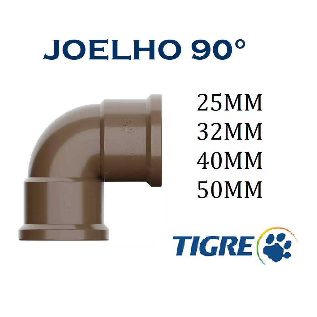 Cotovelo Joelho 90 Graus Soldável Pvc Marrom 3/4 - 25mm á 1.1/2 - 50mm Tigre | Shopee Brasil