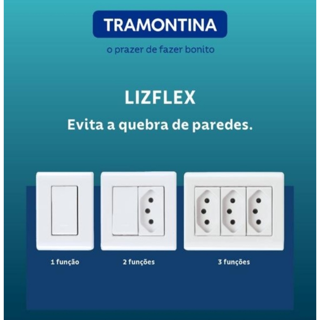 Conjunto Interruptor + Tomada sobrepor Tramontina lizflex | Shopee Brasil