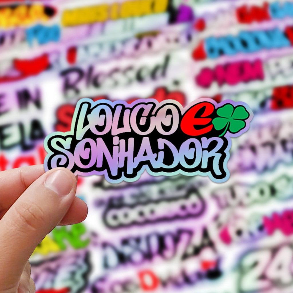 Super Kit 50 Adesivos Frases Holografico Carro Moto Bike Bag Caderno Notebook Sticker Cartela ...