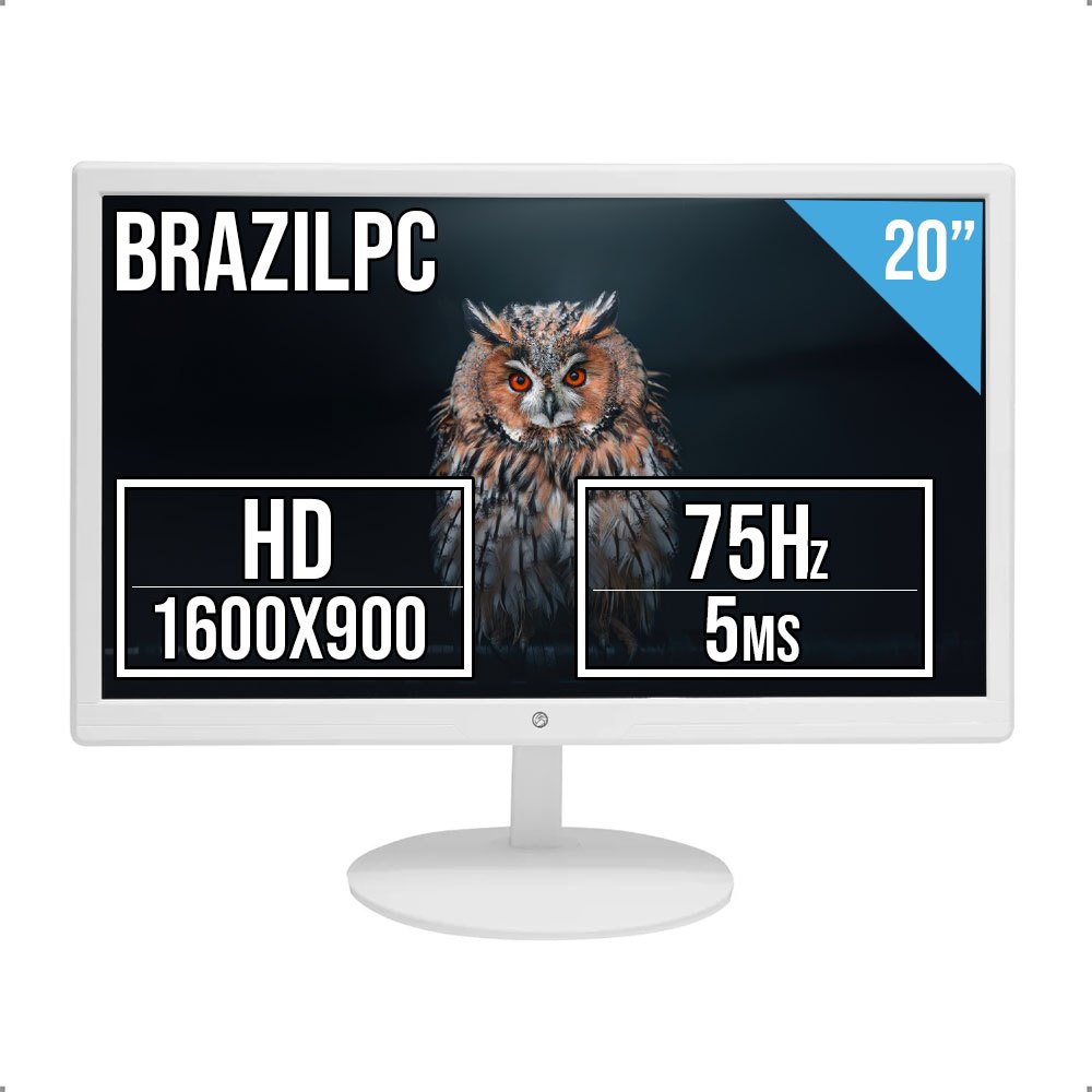 MONITOR 20” BRANCO BRAZILPC VESA HD 75W HDMI/VGA M20KWB | Shopee Brasil